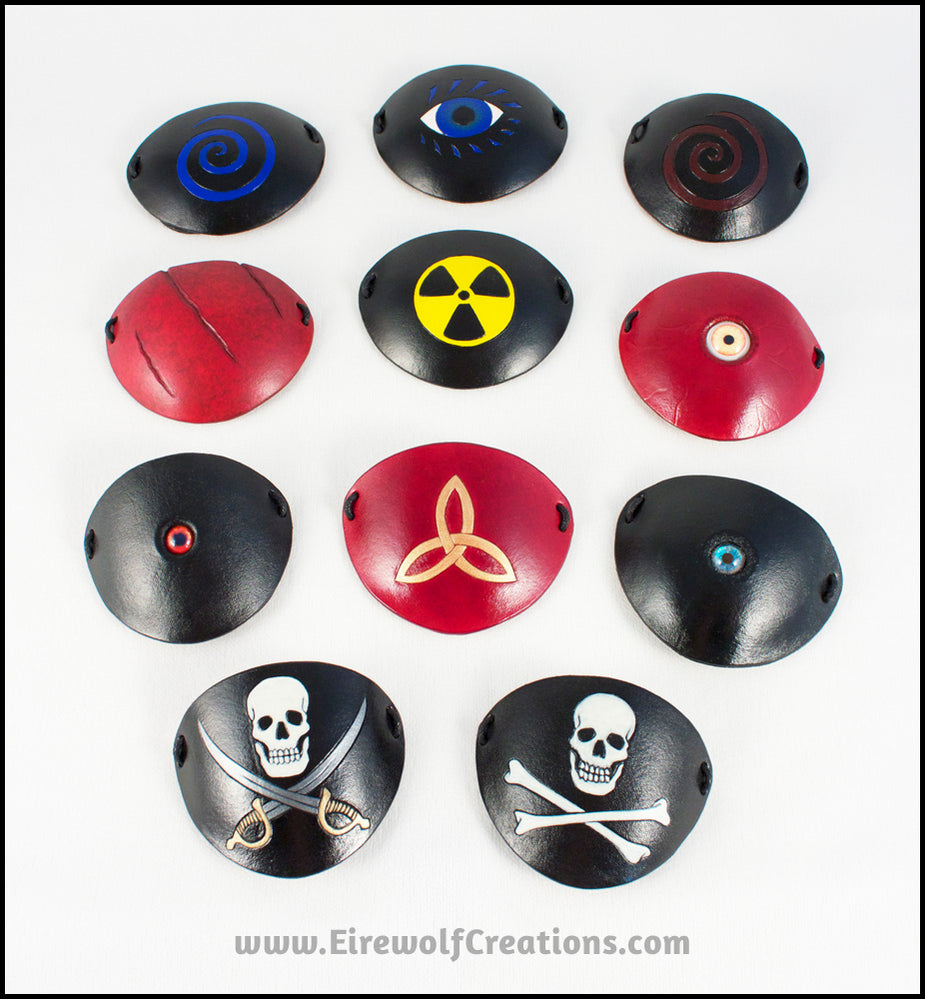 See-through Playing Card Eye Patches, red leather heart, diamond, club ...