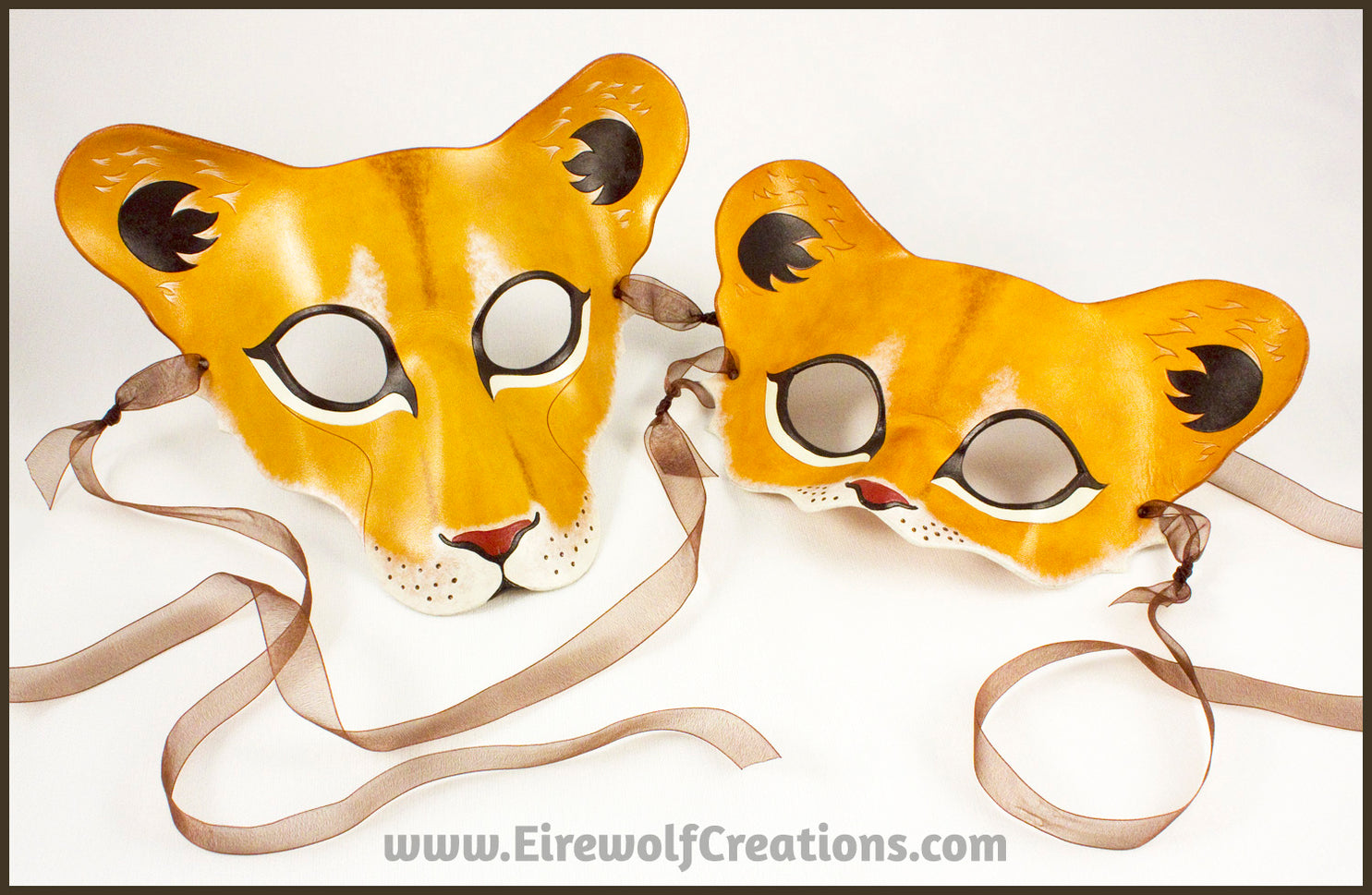 Lioness mask, handmade leather lion wild cat mask for Halloween, Lion ...