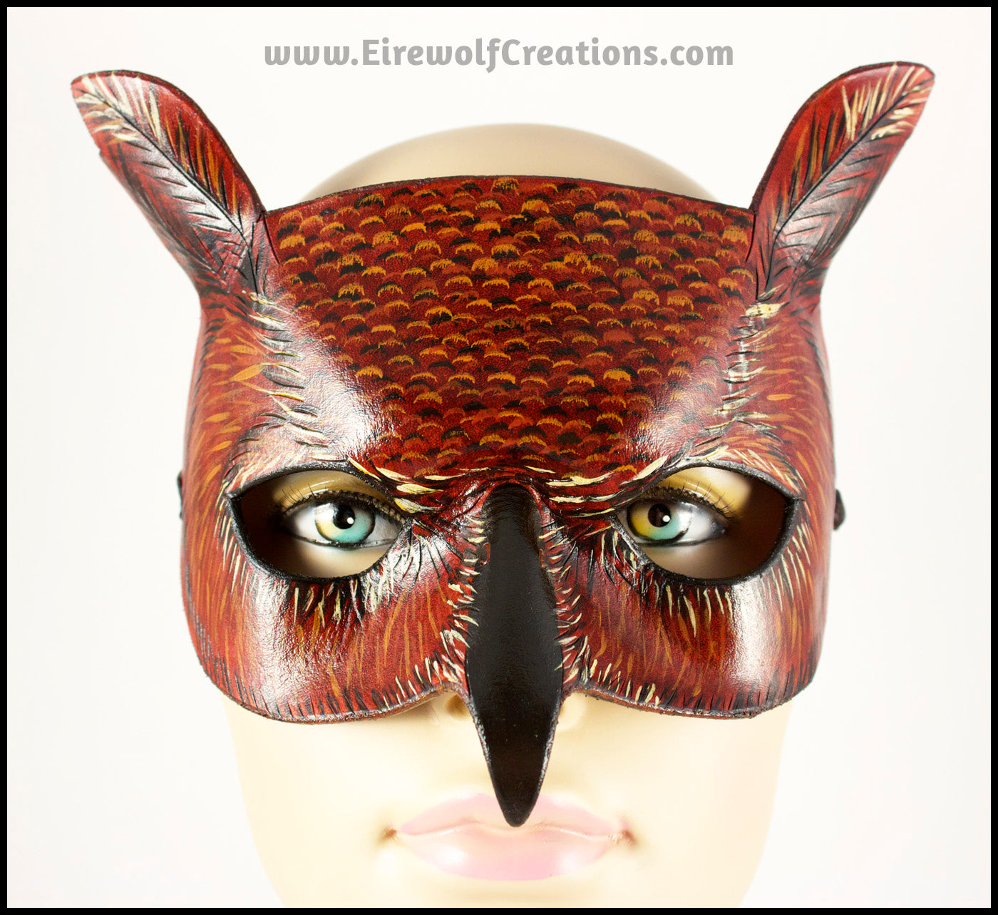Great Horned Owl handmade leather bird mask Halloween masquerade costu ...