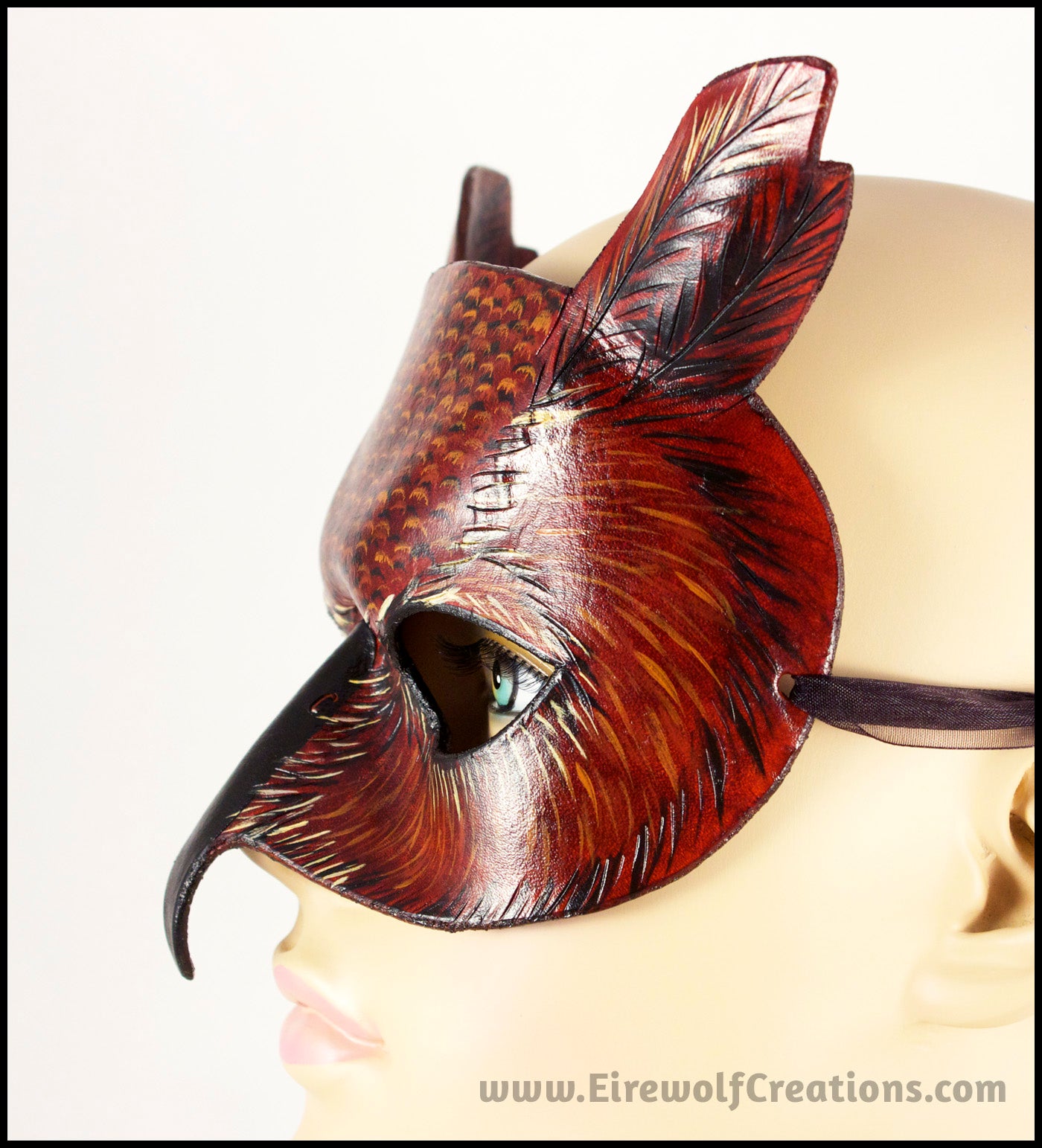 Great Horned Owl handmade leather bird mask Halloween masquerade costu ...