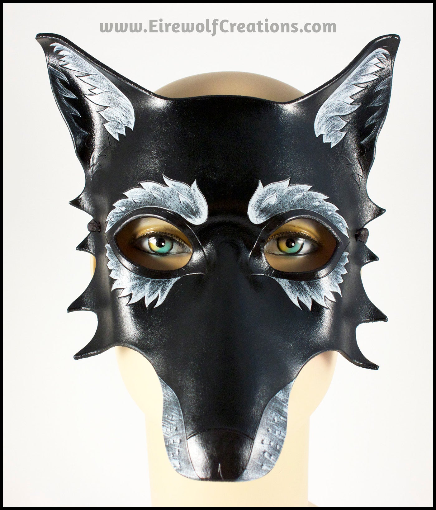 Black Wolf mask handmade leather masquerade costume Halloween Mardi Gr ...
